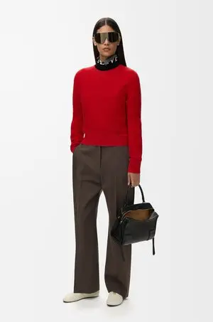 Loewe Trousers In Viscose And Wool Blend - Brown