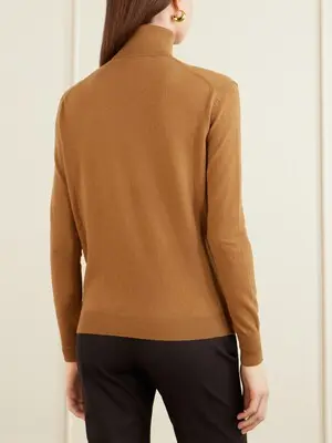 JIL SANDER Wool And Cashmere-blend Turtleneck Sweater - Brown