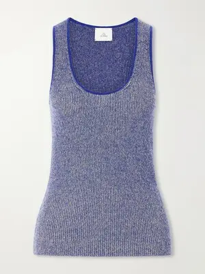 THE ELDER STATESMAN Marled Cashmere Tank - Blue