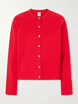 FLORE FLORE Poppy Organic Cotton-jersey Cardigan - Red