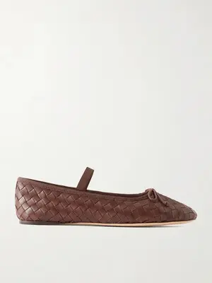 LOEFFLER RANDALL Leonie Woven Leather Ballet Flats - Brown