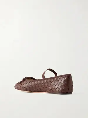 LOEFFLER RANDALL Leonie Woven Leather Ballet Flats - Brown