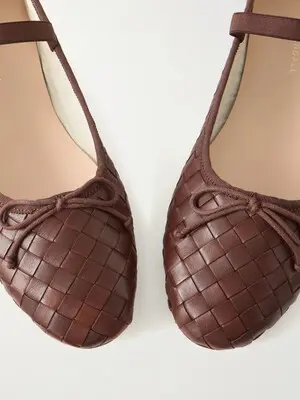 LOEFFLER RANDALL Leonie Woven Leather Ballet Flats - Brown