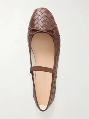 LOEFFLER RANDALL Leonie Woven Leather Ballet Flats - Brown