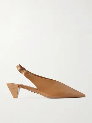 Loewe Origami 45 Leather Slingback Pumps - Tan