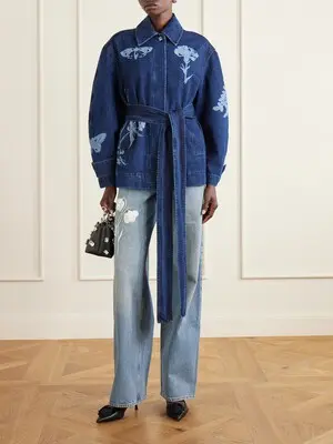 Erdem Mid-rise Straight-leg Floral-embroidered Jeans