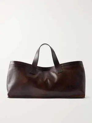 Staud Port Logo-debossed Leather Tote - Brown