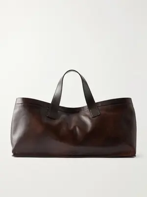 Staud Port Logo-debossed Leather Tote - Brown