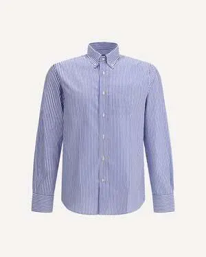DEPERLU Striped Cotton Shirt Ale - Light Blue