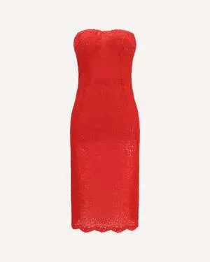 Ermanno Scervino Strapless Midi Lace Dress