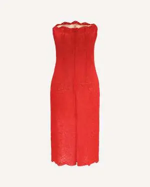 Ermanno Scervino Strapless Midi Lace Dress
