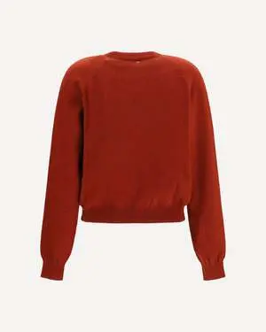 FERRAGAMO Wool Cashmere Blend Crewneck Sweater With Cut-out Detail - Red