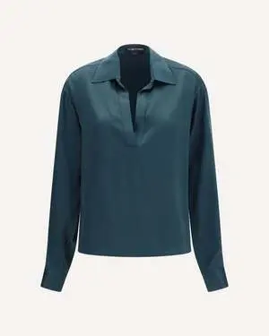 TOM FORD Deep V-neck Silk Shirt - Blue