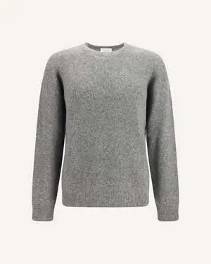 ROBERTO COLLINA Wool And Camel Ribbed Crew Neck Sweater - Grey