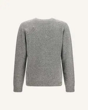 ROBERTO COLLINA Wool And Camel Ribbed Crew Neck Sweater - Grey