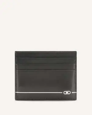 FERRAGAMO Leather Card Holder - Black