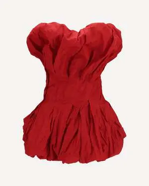 Magda Butrym Strapless Taffeta Mini Dress With Balloon Hem - Red
