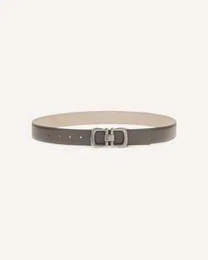 FERRAGAMO Reversible Leather Belt With Brass Buckle - Brown