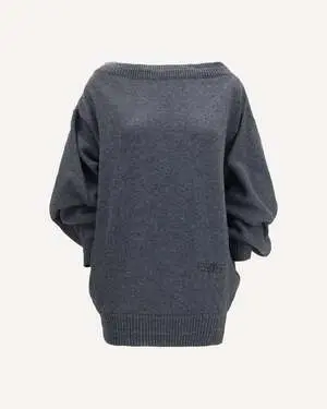 MAISON MARGIELA Wool-blend Mini Dress With Wide Sleeves - Grey