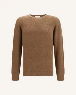 ROBERTO COLLINA Wool And Camel Crew Neck Sweater - Brown