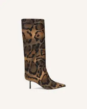 LE SILLA Bella Boots With Leopard Print Calf Hair-effect Leather And Stiletto Heel - Brown