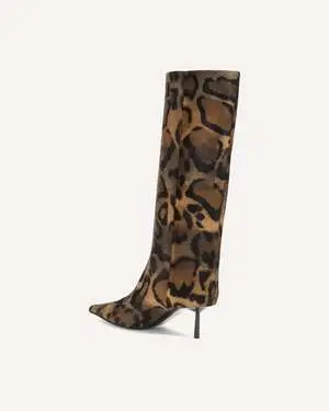 LE SILLA Bella Boots With Leopard Print Calf Hair-effect Leather And Stiletto Heel - Brown