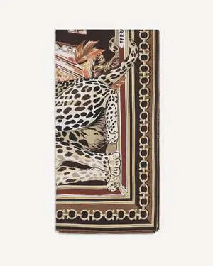 FERRAGAMO Leopard-print Silk Scarf - Multicolour