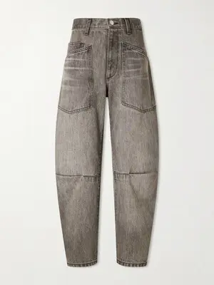 NILI LOTAN Nili Lotan Shon Mid-Rise Barrel-Leg Jeans Gray
