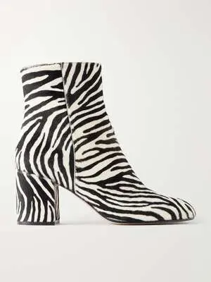 GIANVITO ROSSI Zebra-print Calf Hair Ankle Boots - Zebra Print