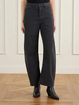 NILI LOTAN Tribeca Barrel-leg Pants - Black
