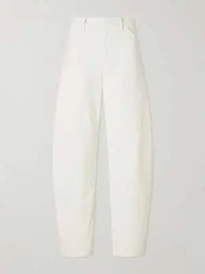 NILI LOTAN Tribeca Cotton-blend Tapered Pants - Beige
