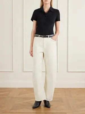 NILI LOTAN Tribeca Cotton-blend Tapered Pants - Neutrals