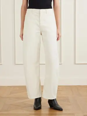 NILI LOTAN Tribeca Cotton-blend Tapered Pants - White
