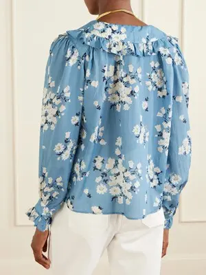 Rixo Milia Ruffled Floral-print Cotton-blend Voile Blouse
