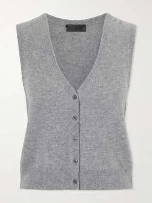 NILI LOTAN Porter Cashmere Sweater Vest - Light Gray