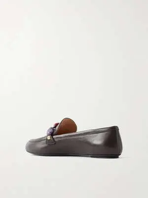 GIANVITO ROSSI Embellished Leather Loafers
