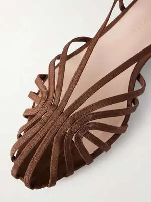 LOEFFLER RANDALL Devon Moiré Slingback Flats - Chocolate