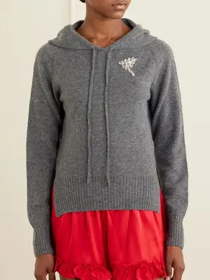 Simone Rocha Embellished Knitted Cashmere Hoodie - Multi