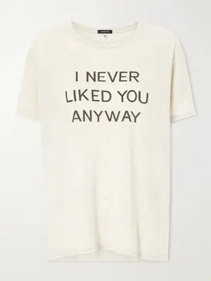 R13 Printed Cotton And Cashmere-blend T-shirt - Neutrals