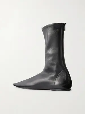 Khaite Marlene Leather Ankle Boots - Black