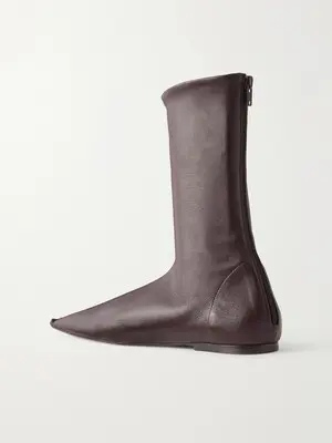Khaite Marlene Leather Ankle Boots - Brown