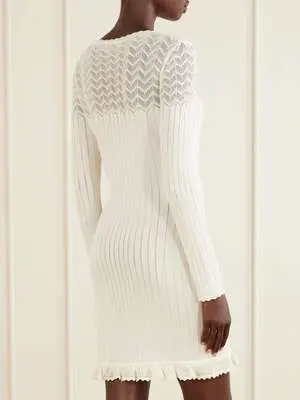 Alexander McQueen Embroidered Ribbed-knit Dress