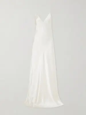 NILI LOTAN Ira Silk-charmeuse Gown - Neutrals