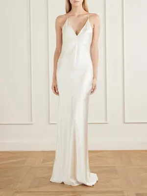 NILI LOTAN Ira Silk-charmeuse Gown - Neutrals