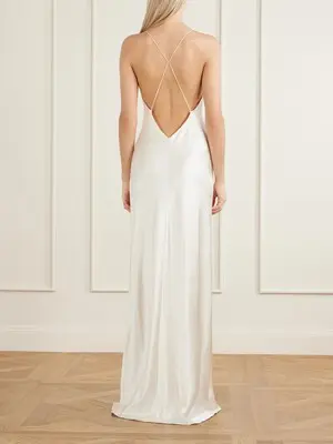 NILI LOTAN Ira Silk-charmeuse Gown - Neutrals