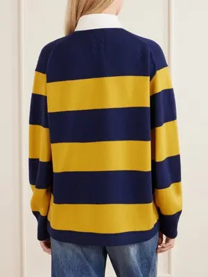 NILI LOTAN Rashida Striped Wool And Cashmere-blend Polo Sweater