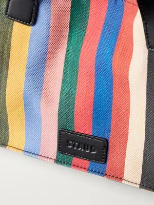 Staud Logo-embossed Striped Canvas Tote