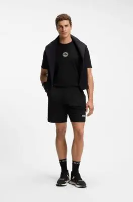 BOSS Stretch-cotton T-shirt With Tennis Artwork