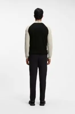 BOSS Color-blocked Sweater With Zipper Neck