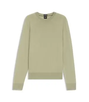 BOSS Merino Wool Sweater In A Regular Fit - Khaki